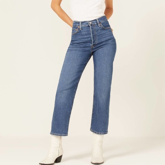 Levi's | Jeans | Levis Ribcage Ultra High Rise Straight Jeans Jazz Pop Medium Wash Dd3 | Poshmark